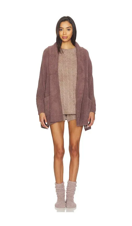 Barefoot Dreams Cable Pullover And Short Set - Sable