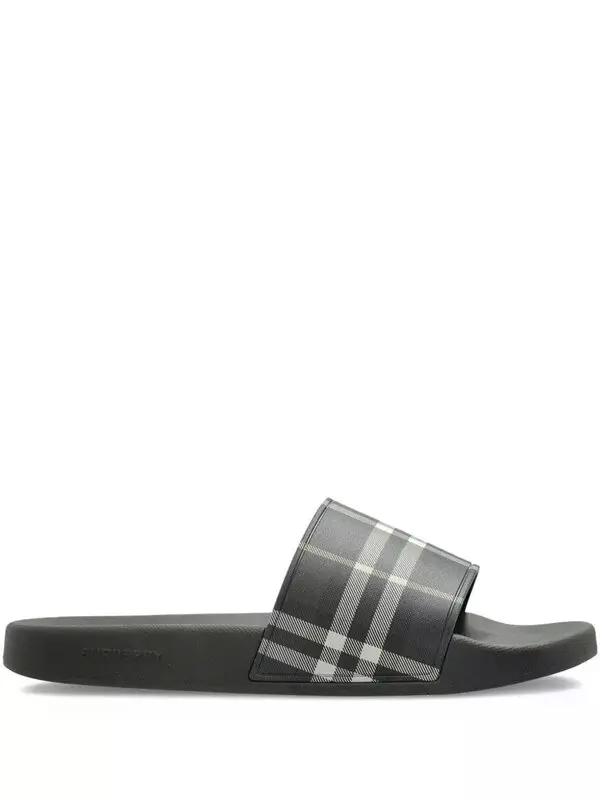 Burberry Check Slides - Grey