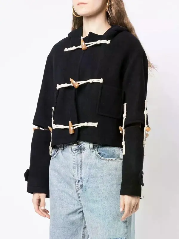 Rokh Cut-out Hooded Duffle Jacket