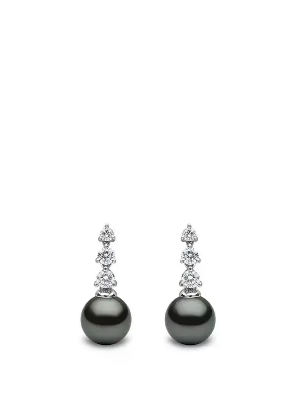 Yoko London 18k White Gold Tahitian Pearl And Diamond Earrings - Silver