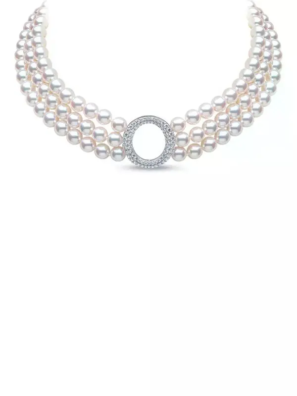 Yoko London Akoya Pearl And Diamond Necklace - Silver