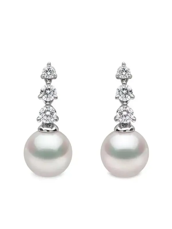 Yoko London 18k White Gold Akoya Pearl And Diamond Earrings - Silver