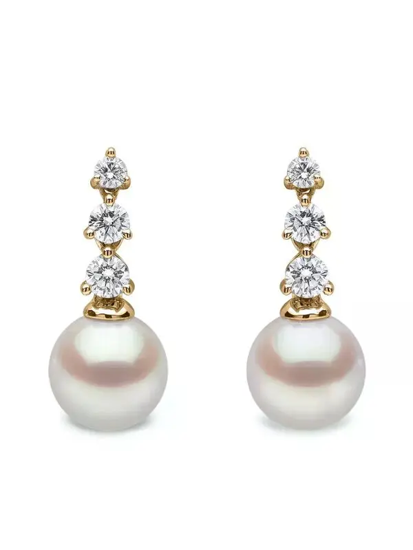 Yoko London 18k Yellow Akoya Pearl And Diamond Earrings - Gold