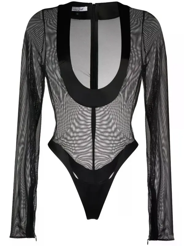 LAQUAN SMITH Satin-trim Bodysuit