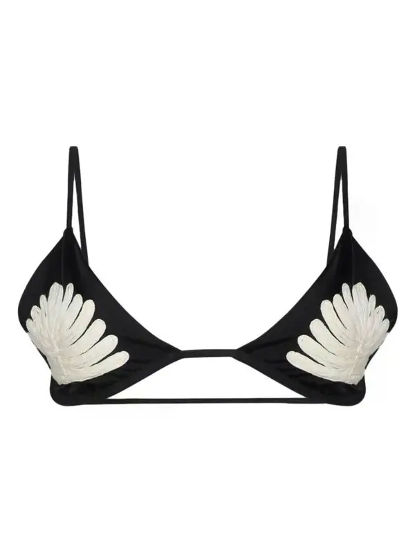 Johanna Ortiz Visionary Arts Embroidered Bikini Top - Black