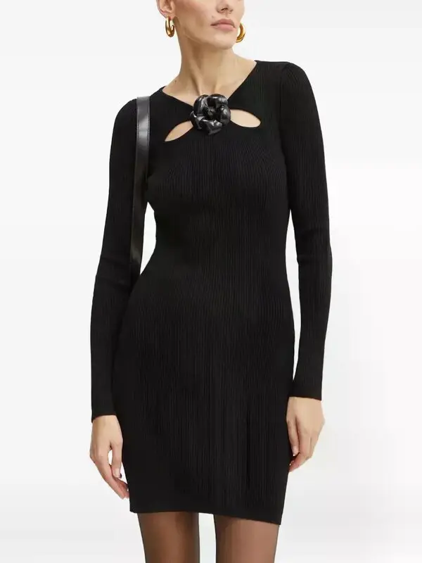 SIMONA CORSELLINI Flower Appliqué Cutout Mini Dress