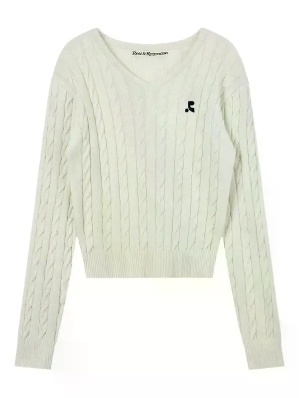 REST&RECREATION V-neck Cable Knit Sweater