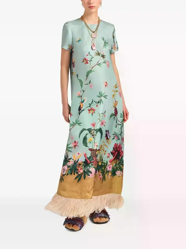 La DoubleJ Swing Floral-panel Maxi Dress - Blue
