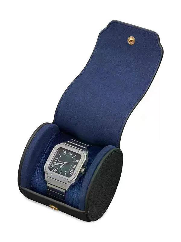 MAISON DE SABRE Snap-button Leather Watch Box - Black