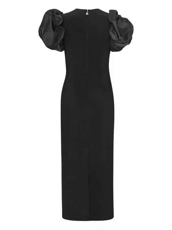 ROTATE BY BIRGER CHRISTENSEN Draped Puff-sleeve Midi Dress