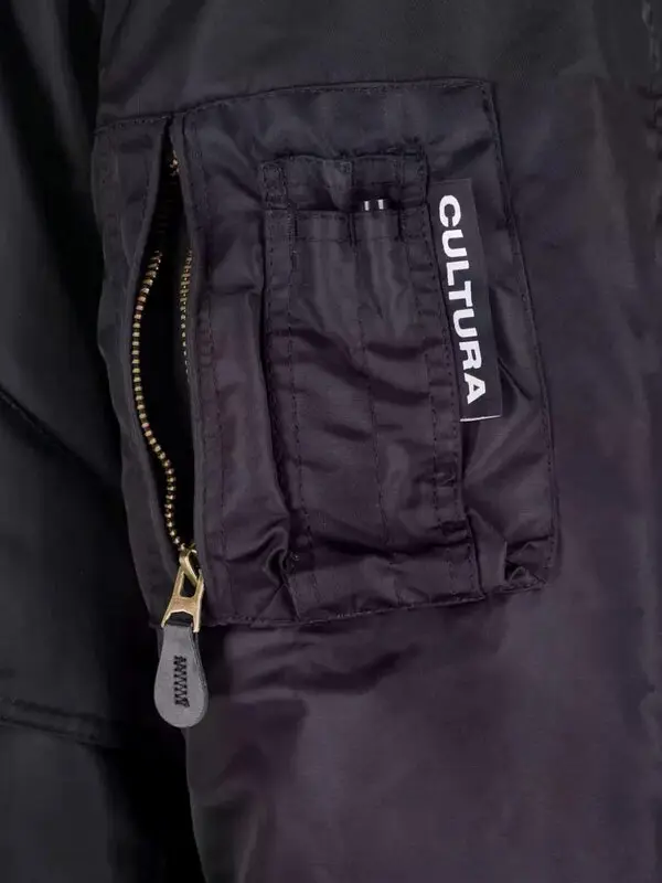 CULTURA Zip Bomber Coat With Logo Detail