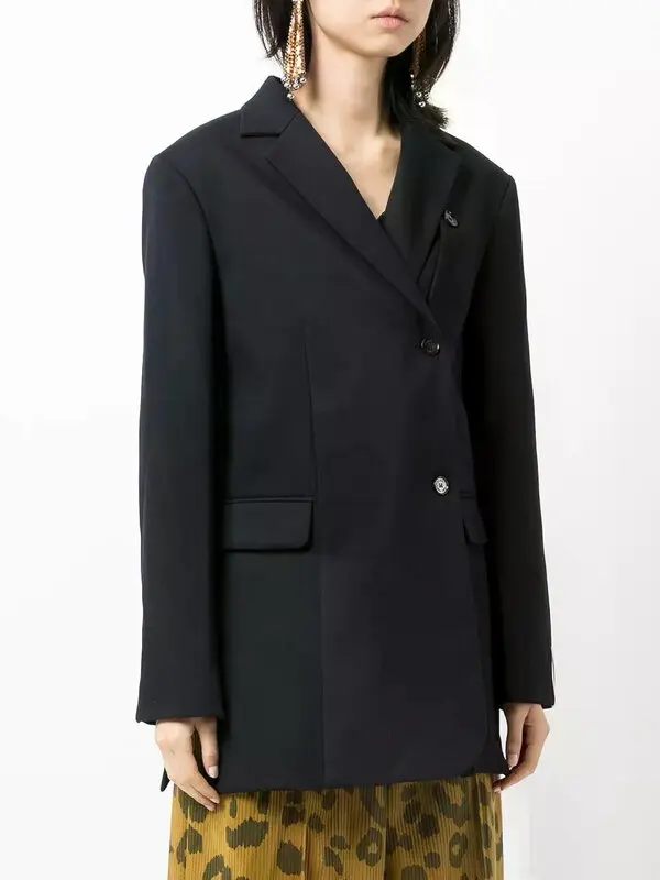 Rokh Off-centre Buttoned Blazer - Blue
