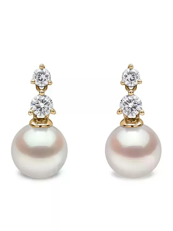 Yoko London 18k Yellow Akoya Pearl And Diamond Earrings - Gold