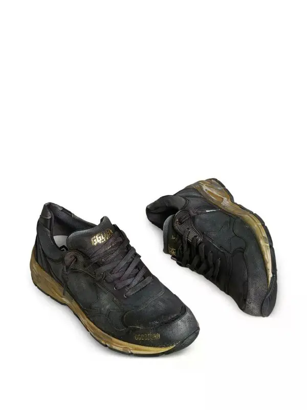 GOLDEN GOOSE Dad-star Sneakers In Naplak And Crackle Leather - Black