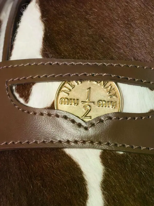 Miu Miu Calf Hair Penny Loafer Mules - Brown