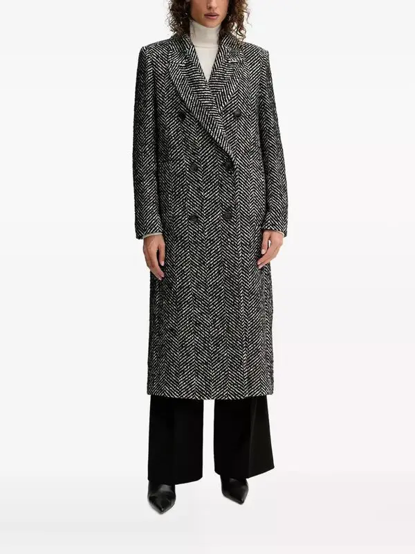 BOSS Double-breasted Herringbone Overcoat
