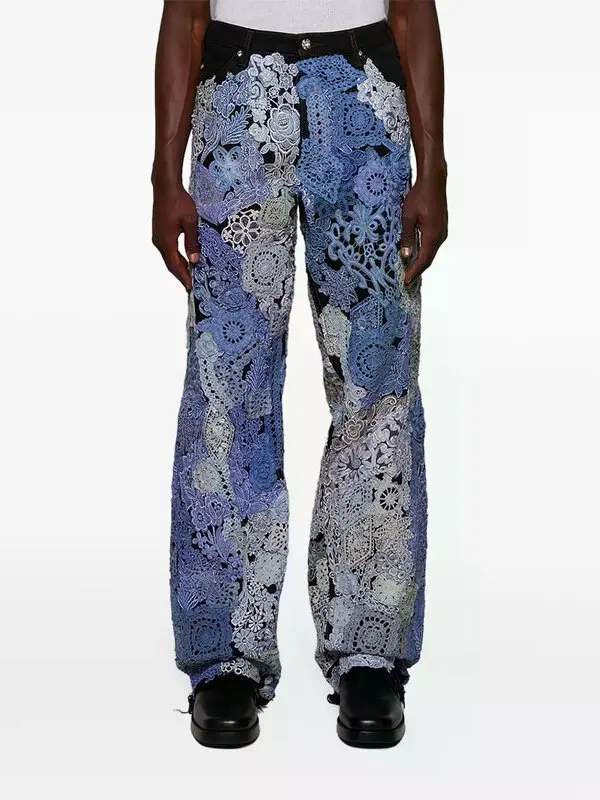 EARTHLING VIP Poetic Lust Crochet Denim Jeans - Blue
