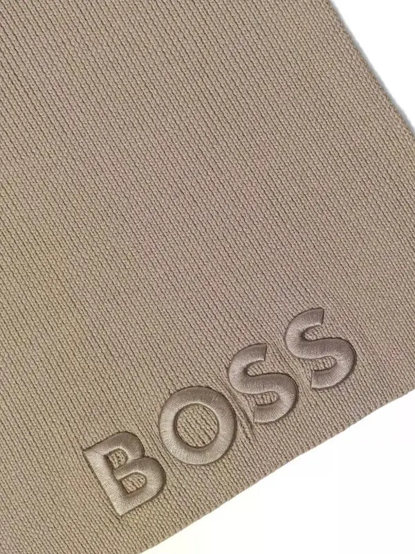 BOSS Virgin-wool Logo-embroidered Scarf