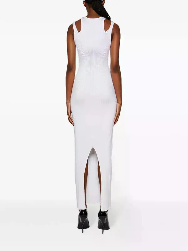 MUGLER Plaque Detail Maxi Knitted Dress - White