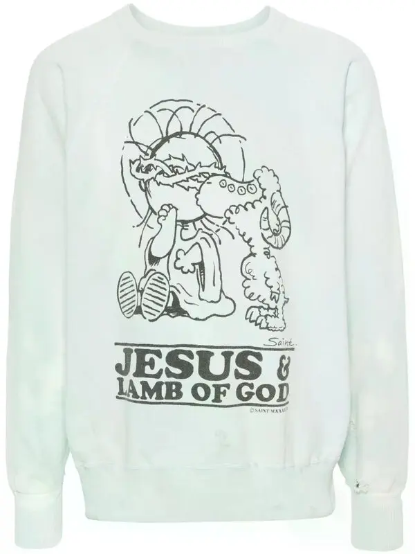 SAINT MXXXXXX Slogan-print Cotton Sweatshirt