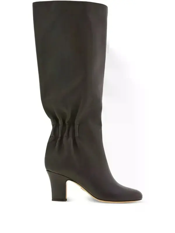 FERRAGAMO 70mm Ruched Leather Boots