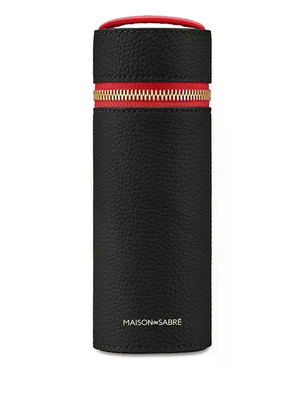 MAISON DE SABRE Zip Top Handle Leather Brush Case - Black