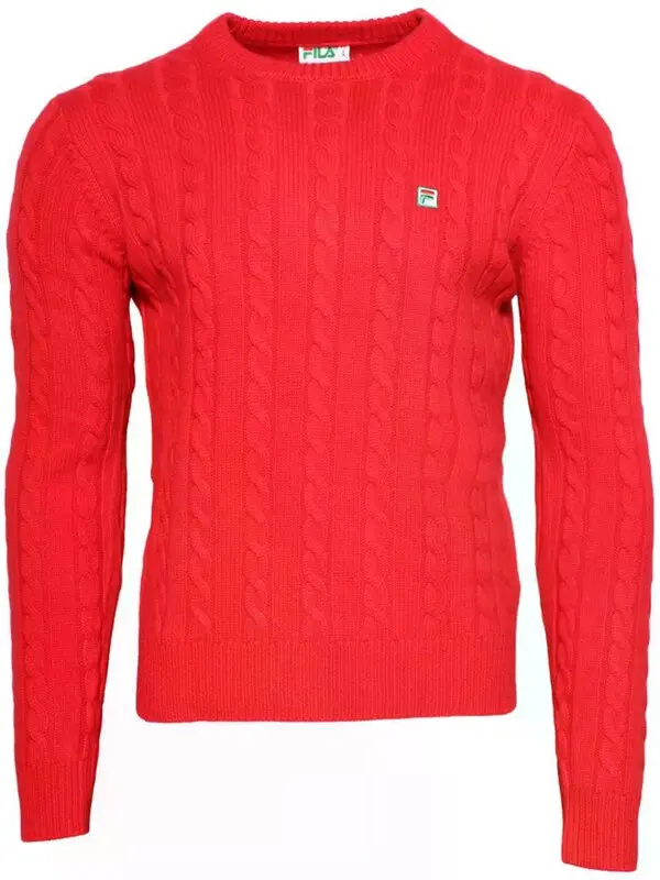 FILA Cable Knit Crew Neck Jumper - Red