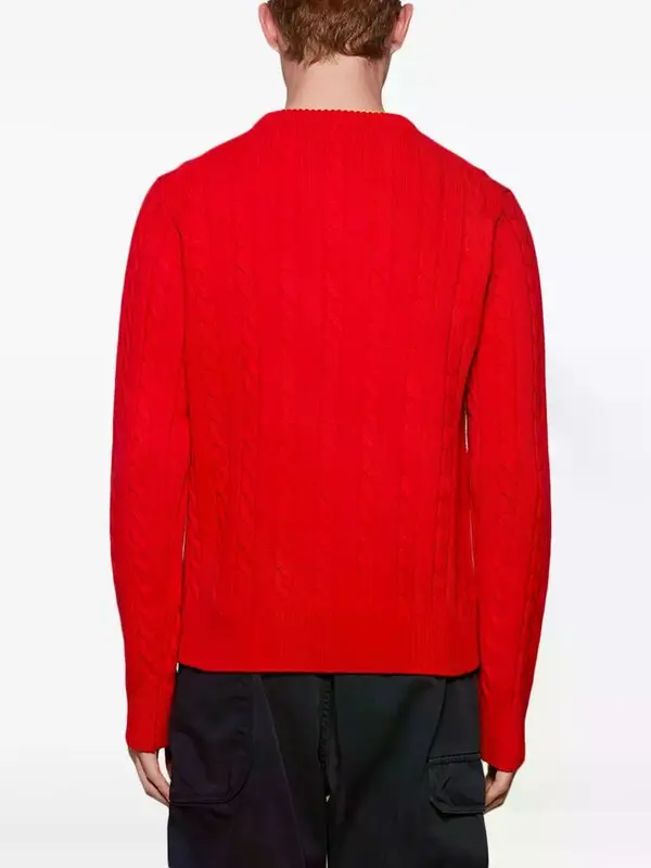 FILA Cable Knit Crew Neck Jumper - Red