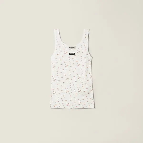Miu Miu Ribbed Jersey Tank Top