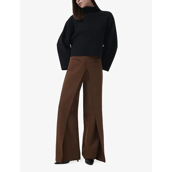 LEEM Drape-panel Wide-leg Woven Trousers