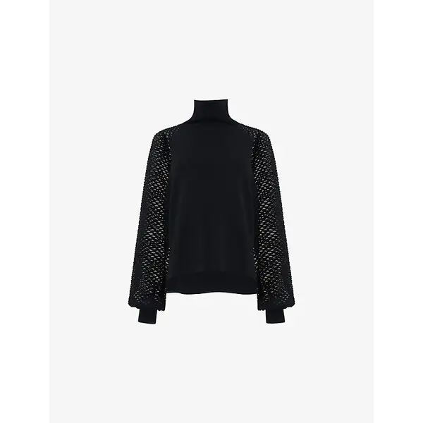 LEEM Mesh-sleeve Knitted Jumper