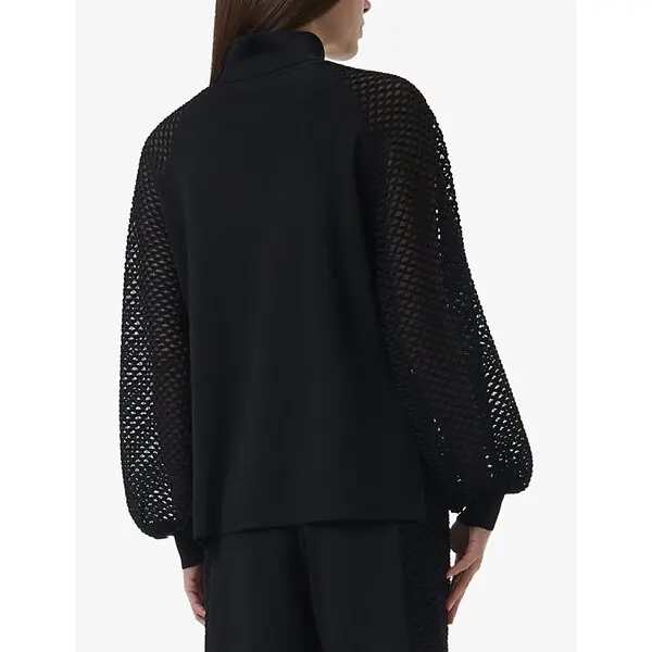 LEEM Mesh-sleeve Knitted Jumper
