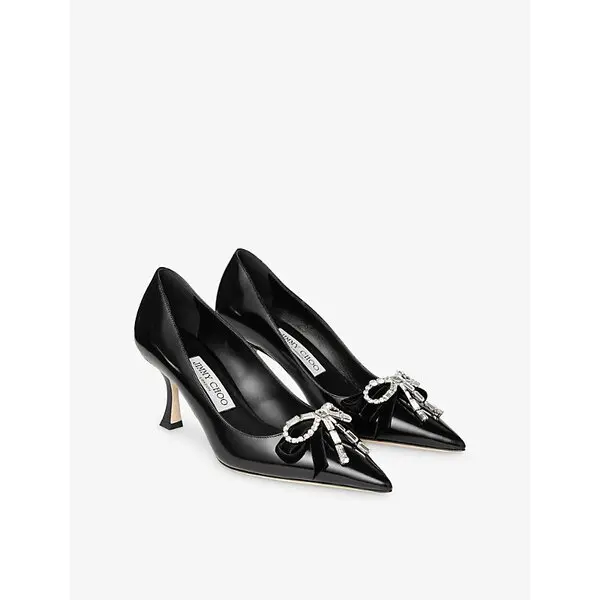 JIMMY CHOO Auria 70 Spazzolato Leather Courts - Black/crystal