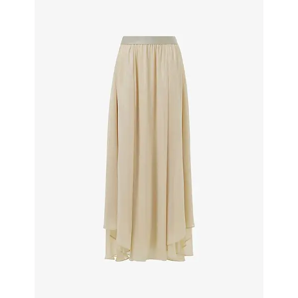LEEM Woven Maxi Skirt With Asymmetric Hem