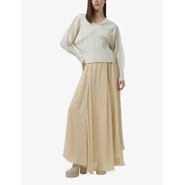 LEEM Woven Maxi Skirt With Asymmetric Hem