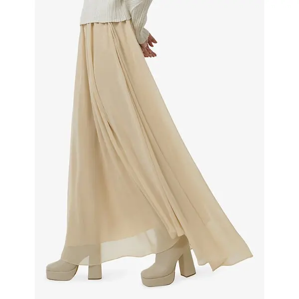 LEEM Woven Maxi Skirt With Asymmetric Hem