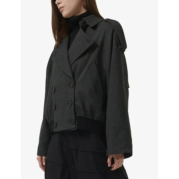 LEEM Woven Double-breasted Trench Bomber Jacket