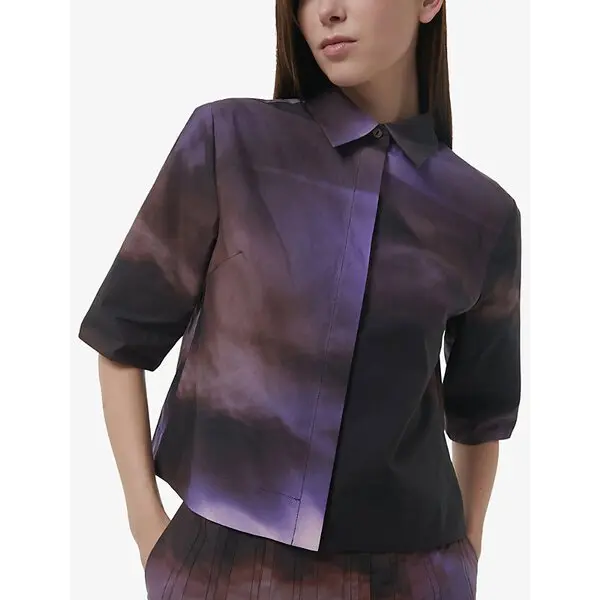 LEEM Printed Boxy Cotton Shirt