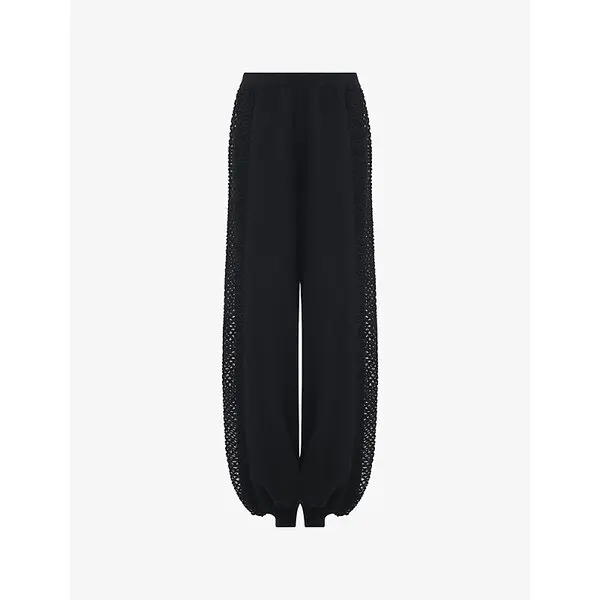 LEEM Relaxed-fit Knitted Trousers With Mesh Panel