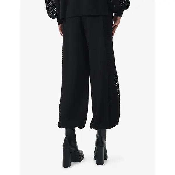 LEEM Relaxed-fit Knitted Trousers With Mesh Panel