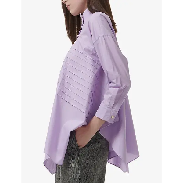 LEEM Cotton Pintuck Asymmetric Blouse