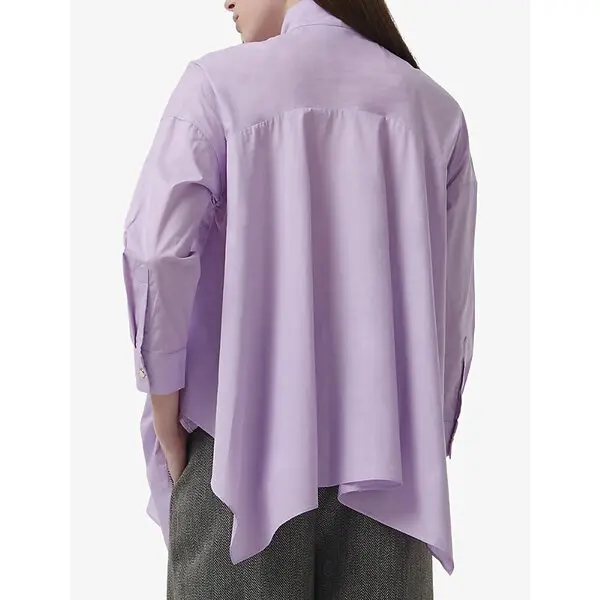 LEEM Cotton Pintuck Asymmetric Blouse
