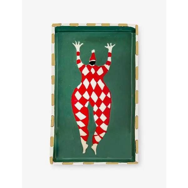 LAETITIA ROUGET I Am Santa Vide Poche Earthenware Jewellery Tray - Green Red And Gold