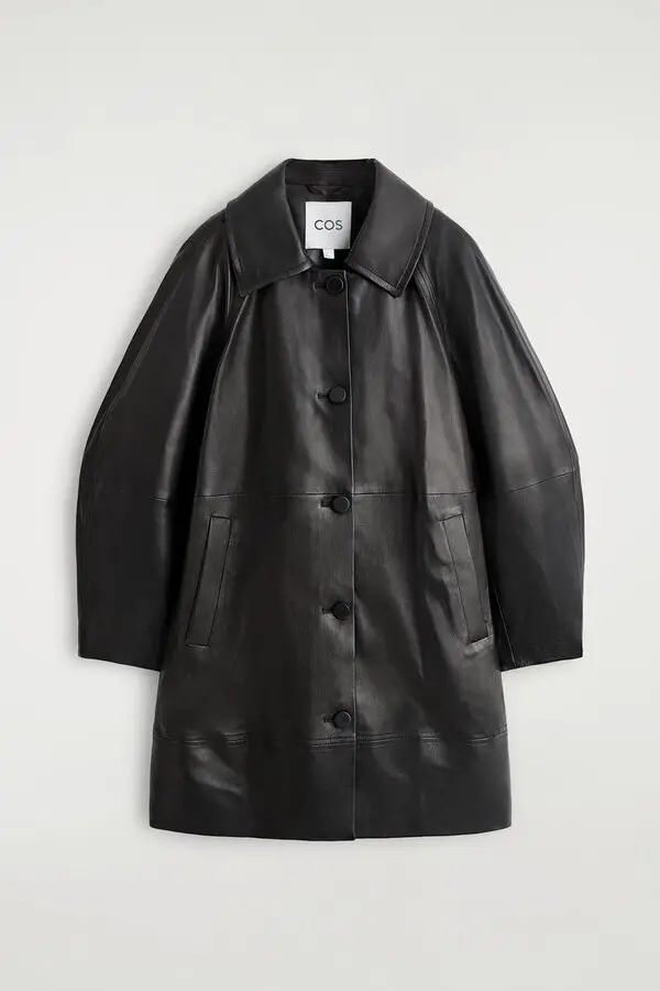 Cos Sculptural Leather Coat