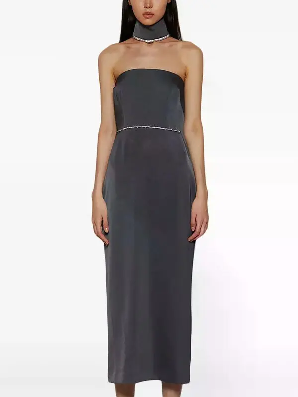 alex perry grey dress Alex Perry Square Neck Sequined Gown in Steel