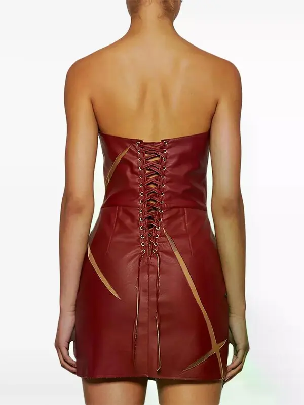 di petsa red dress Di Petsa Wetlook Strapless Mini Dress in Burgundy