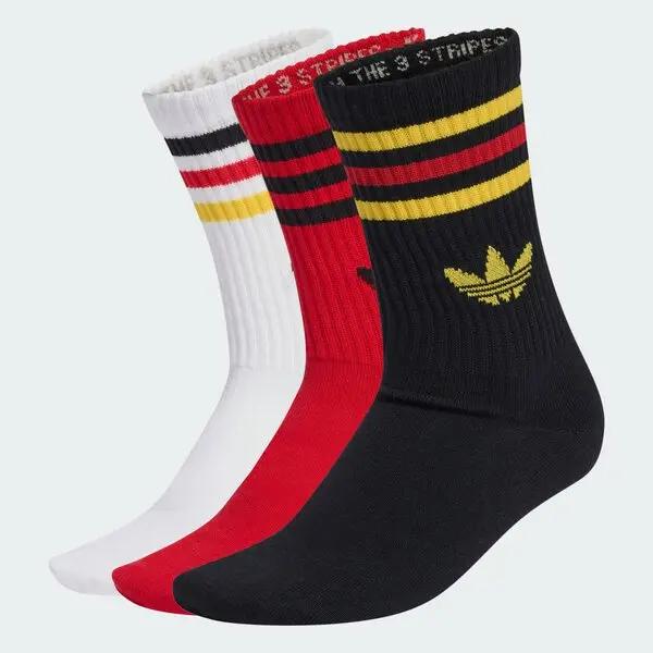 Adidas 3-stripes Crew Socks 3 Pairs - White / Better Scarlet / Black