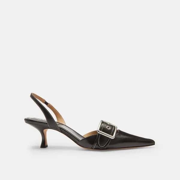 COACH Margot Slingback Pointed Toe Kitten Heel - Black