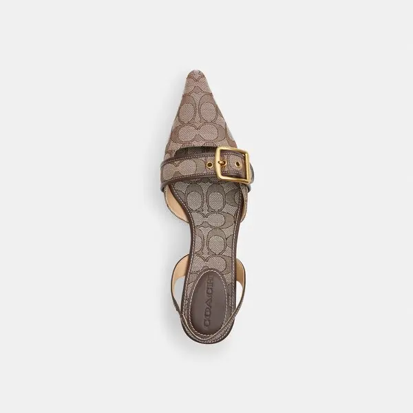 COACH Margot Signature Jacquard Slingbacks - Oak/maple