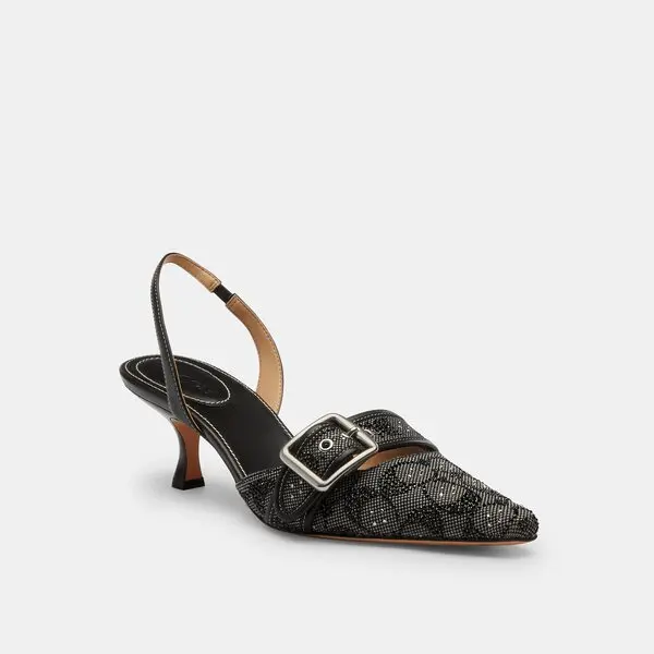 COACH Margot Slingback In Crystal Signature Jacquard - Black